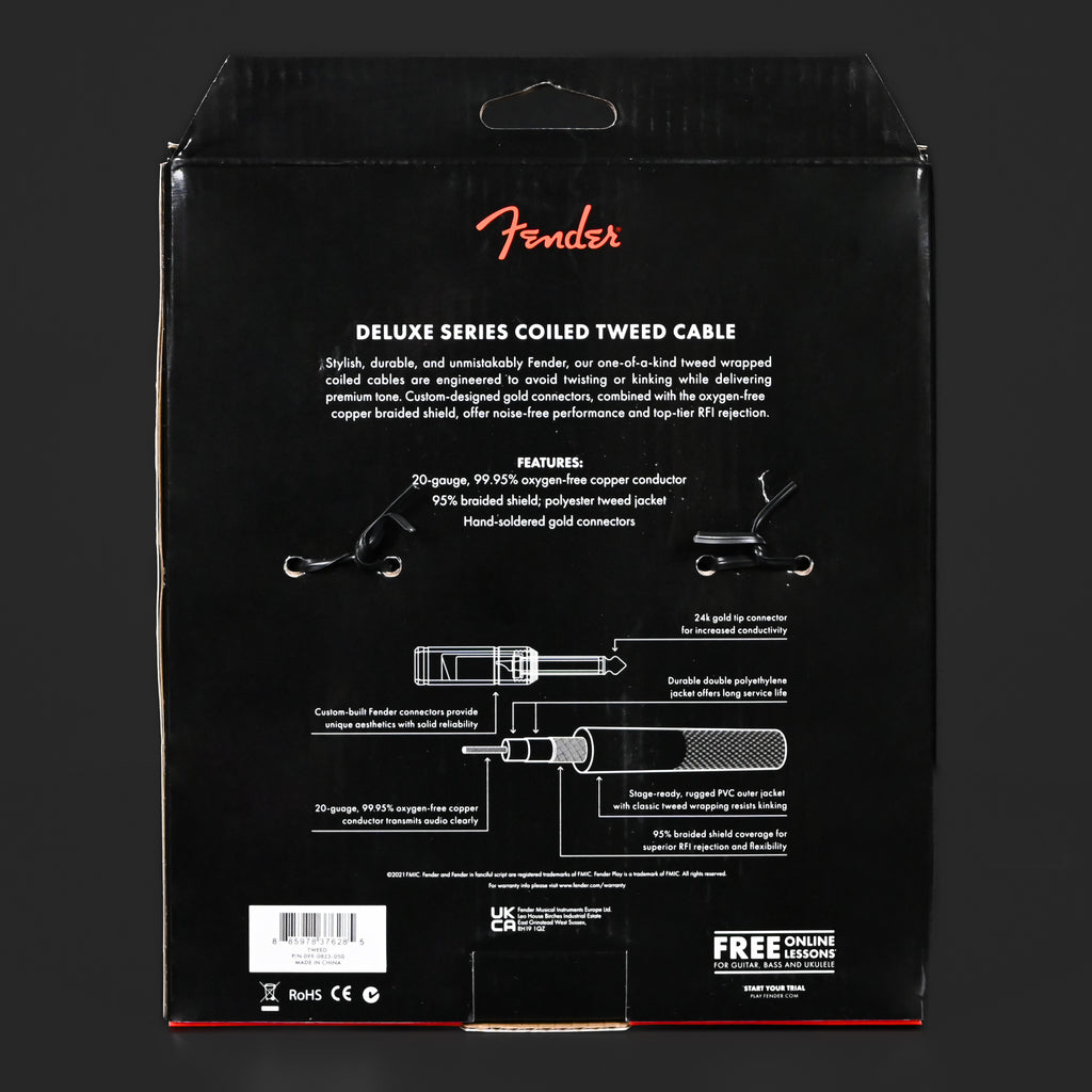 Fender Deluxe Series Tweed Coil Instrument Cables Straight / Angled ...