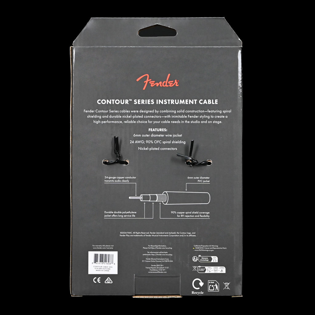 Fender Contour Series Coil Instrument Cables 30ft (Str/Ang) - Sherwood ...