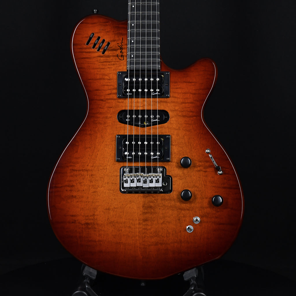 Godin XTSA Multivoice Flame Maple Leaf Top Light Burst Richlite (22123 ...